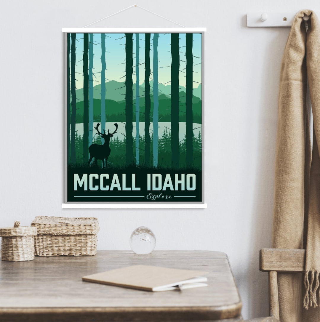 Mccall Idaho Modern Illustration Print | Mccall Magnetic Poster Frame ...