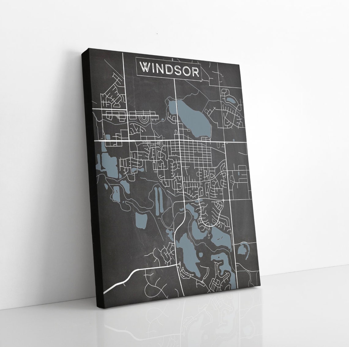 Windsor Colorado Charcoal Street Map Hanging Canvas Map of | Etsy
