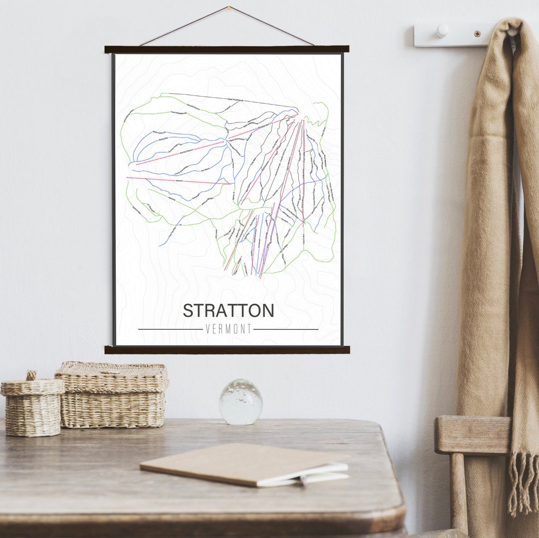 Stratton Vermont Ski Trail Map | Hanging Canvas of Stratton Ski Trail ...