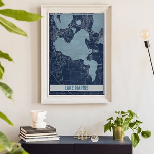 Lake Harris Florida Map Print | Lake Harris Magnetic Poster Frame ...
