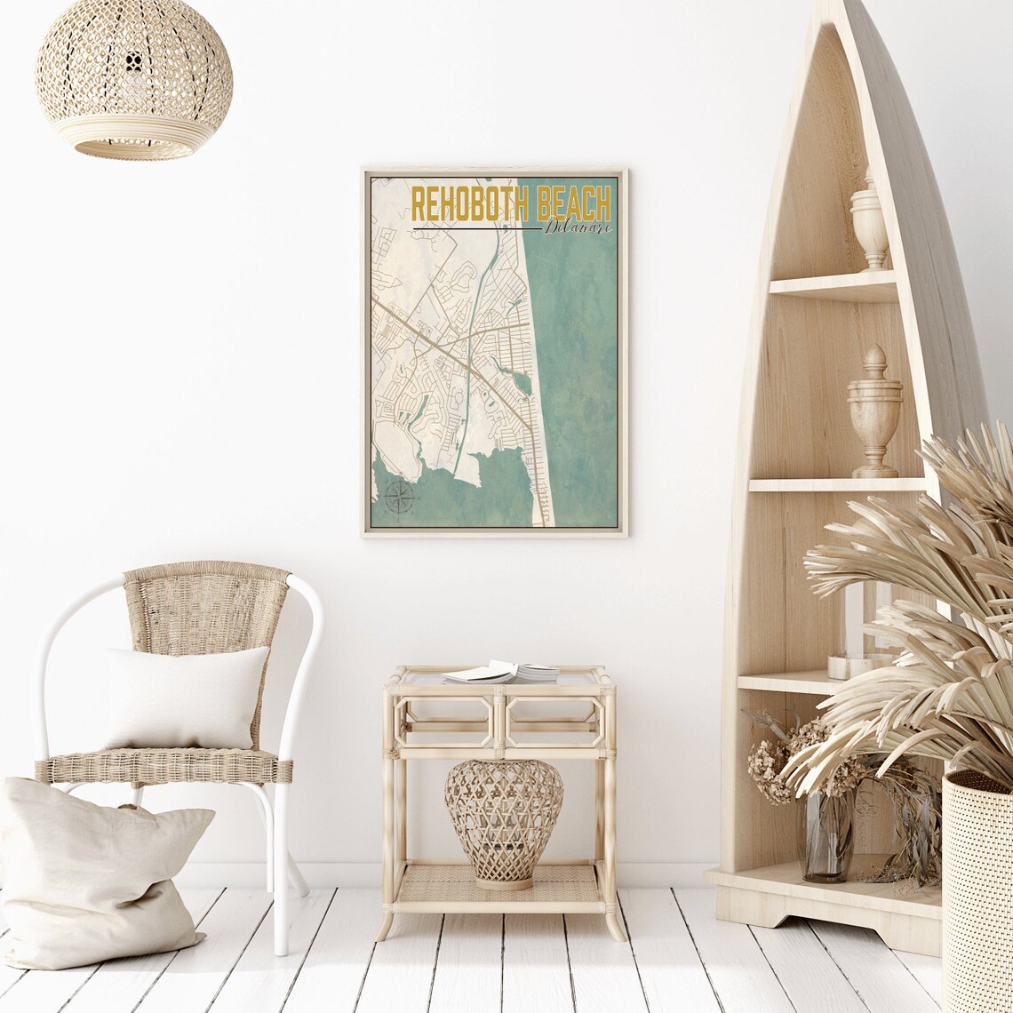 Rehoboth Beach Delaware Street Map | Hanging Poster of Rehoboth Beach ...