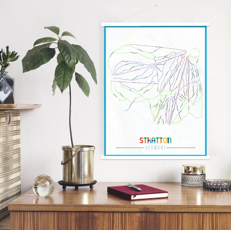 Stratton Vermont Ski Trail Map | Hanging Canvas of Stratton Ski Trail ...