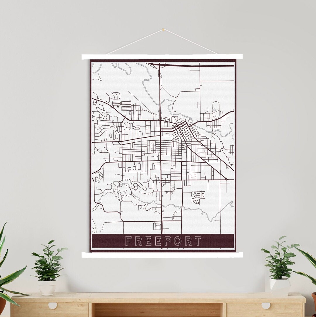 Freeport Illinois Street Map | Hanging Canvas Map of Freeport | Printed ...