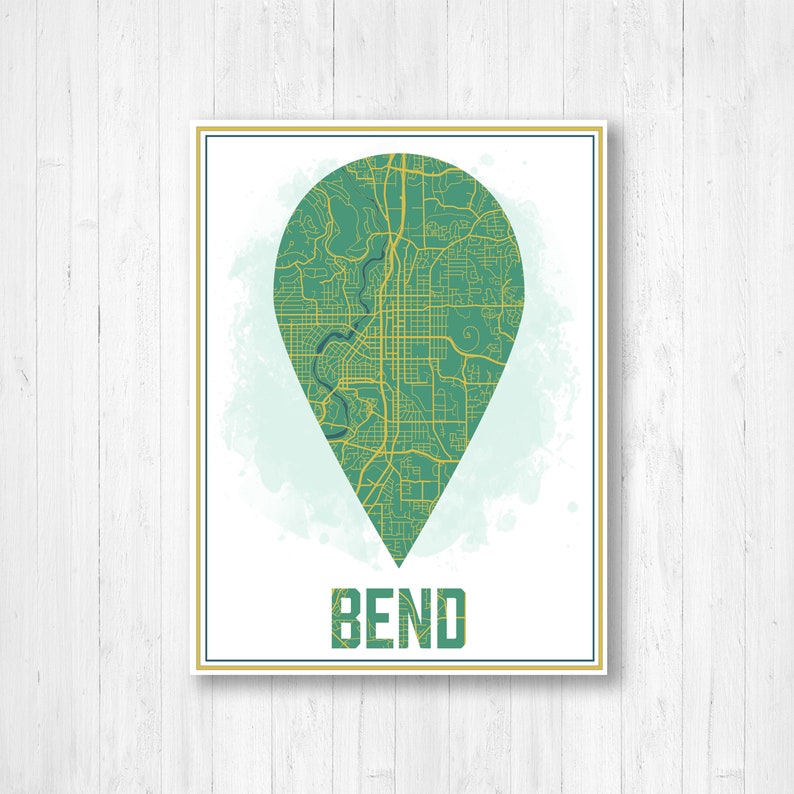 Bend Oregon Urban Map Marker Street Map Hanging Canvas Map - Etsy