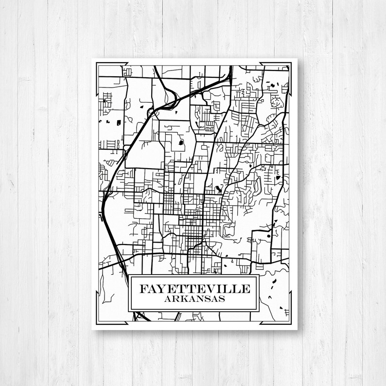 Fayetteville Arkansas Street Map Hanging Canvas Map of | Etsy