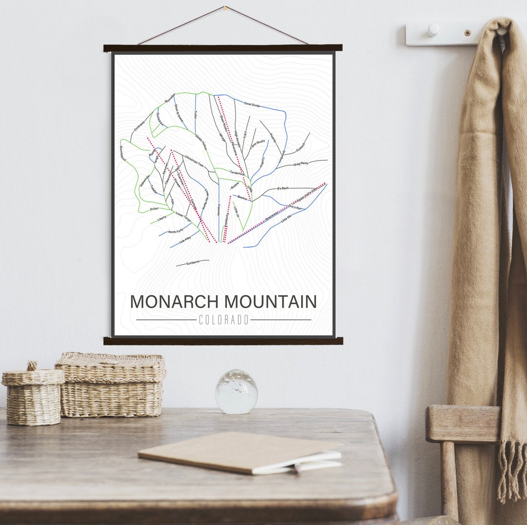 Monarch Mountain Colorado Ski Trail Map | Hanging Canvas of Monarch ...