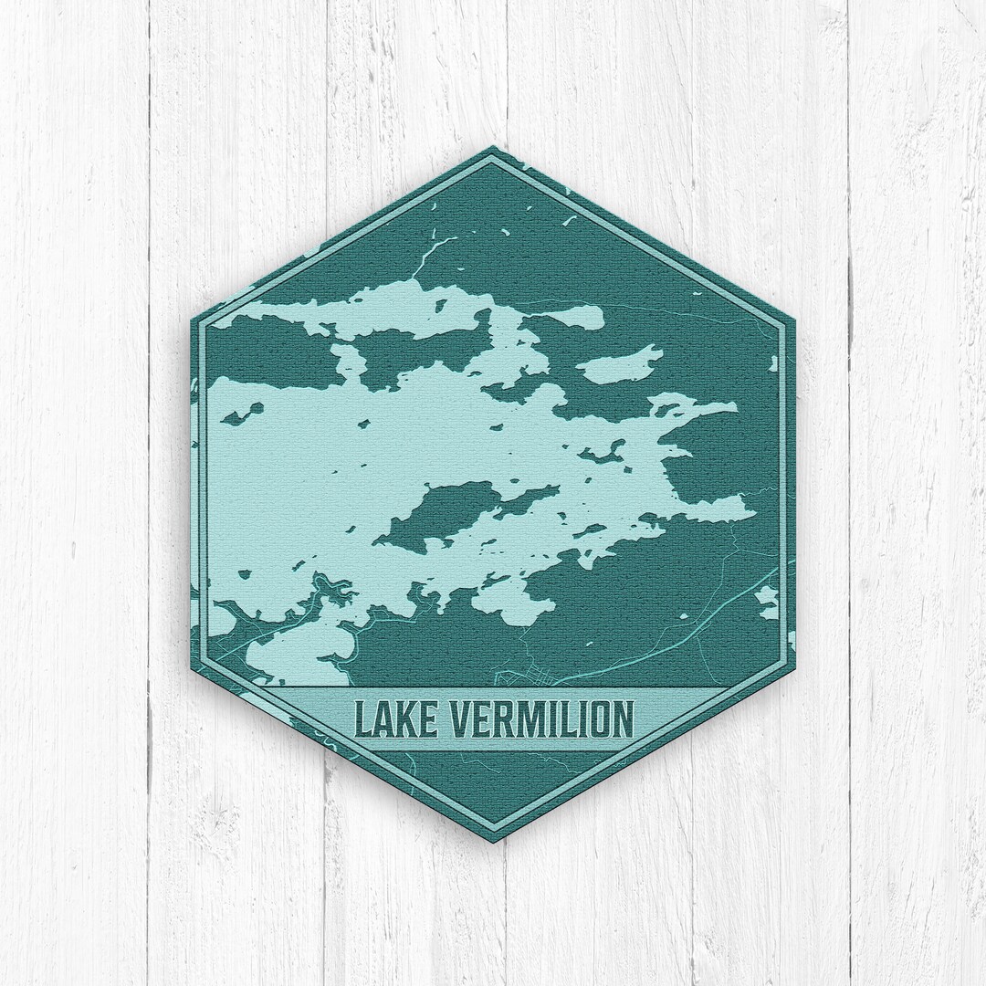 Lake Vermilion Minnesota Hexagon Print, Lake Vermilion Canvas, Teal ...