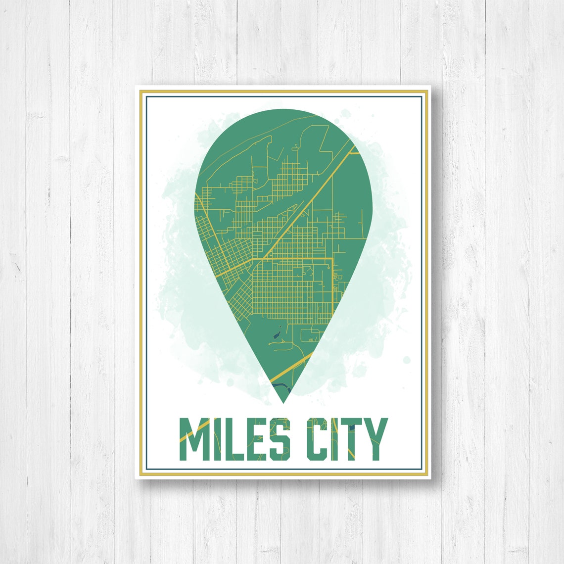 Miles City Montana Map Marker Street Map Hanging Canvas Map | Etsy