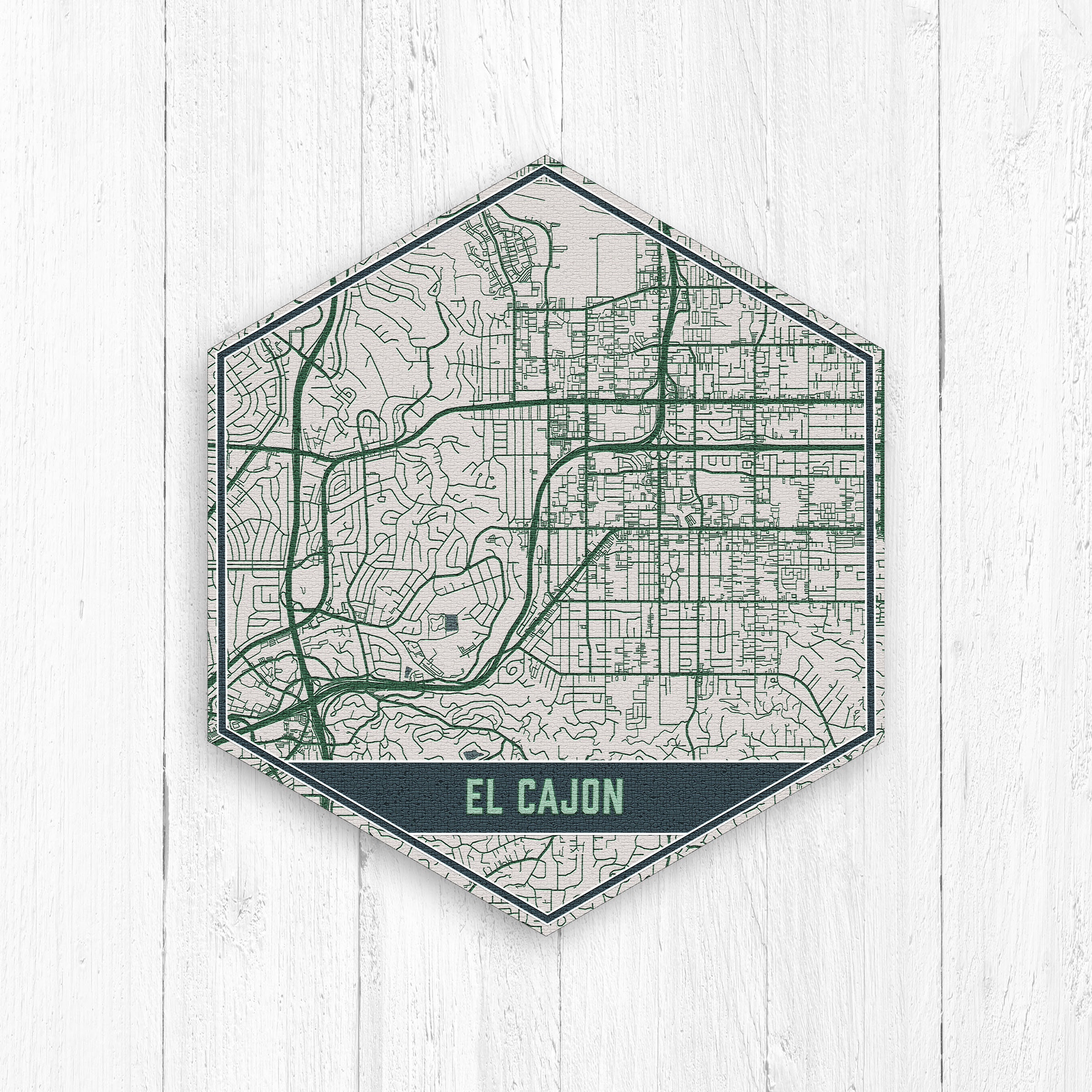 El Cajon California Map, Hexagon Map, Hexagon Canvas, Travel Collection ...