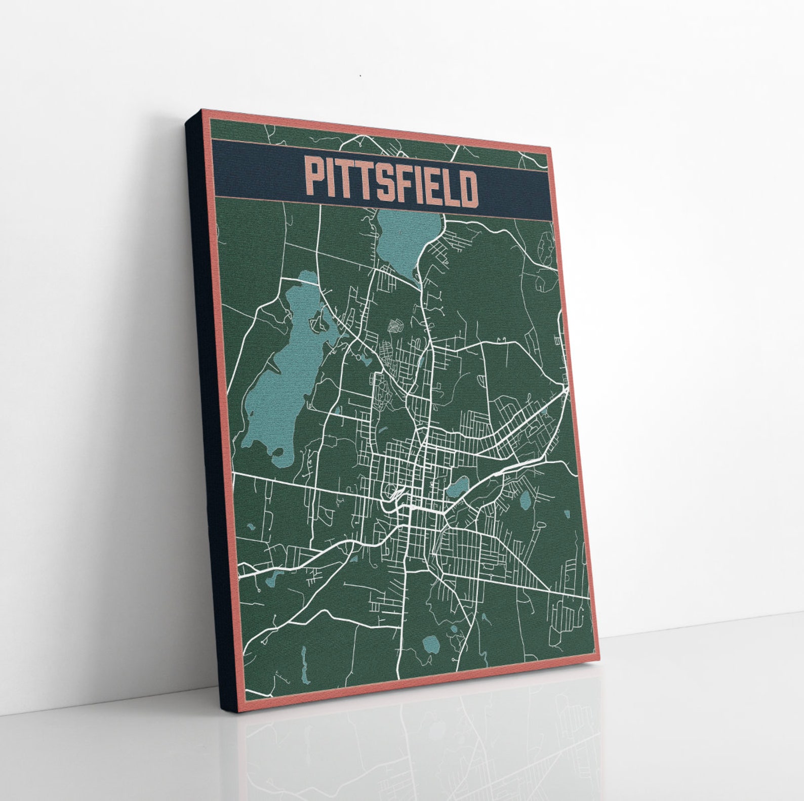 Pittsfield Massachusetts Street Map Hanging Canvas Map of | Etsy