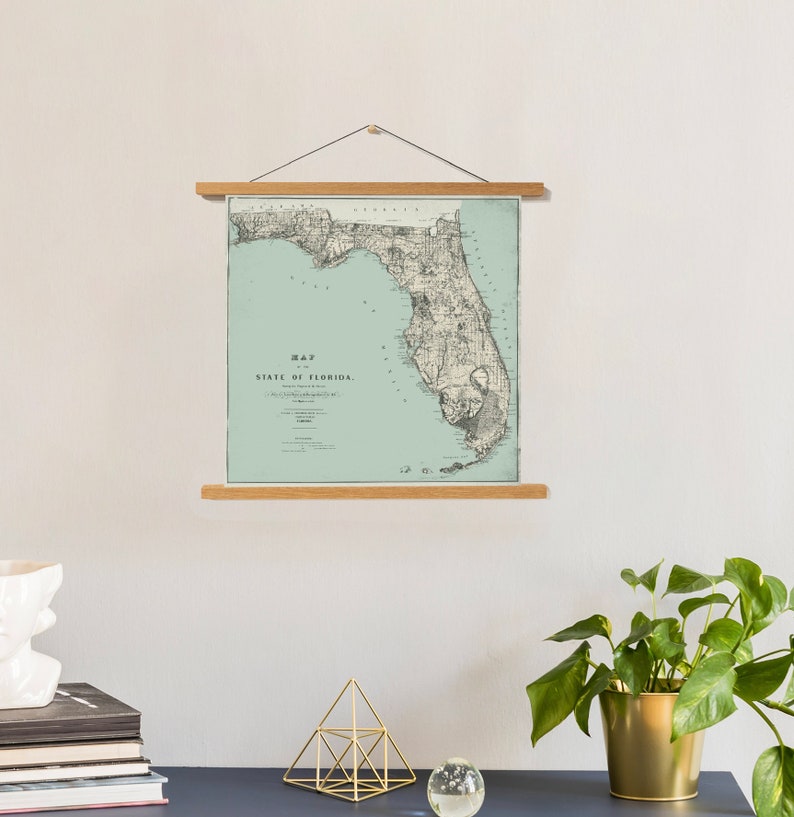 Florida Antique State Map Print Florida Canvas Map Art - Etsy
