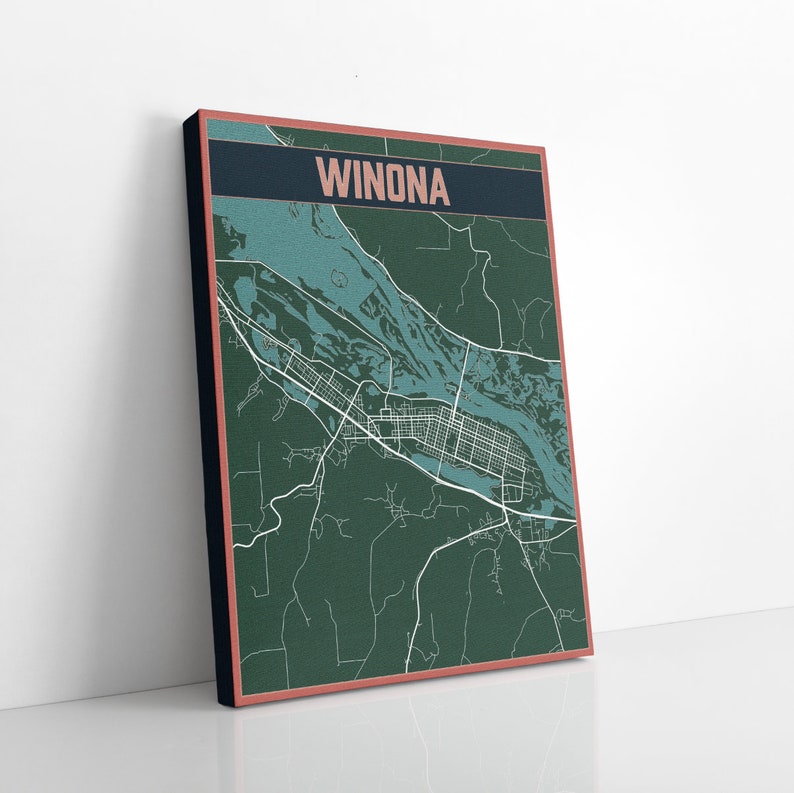 Winona Minnesota Street Map Hanging Canvas Map of Winona | Etsy