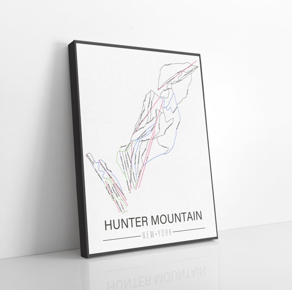 Hunter Mountain New York Ski Trail Map Hanging Canvas of - Etsy