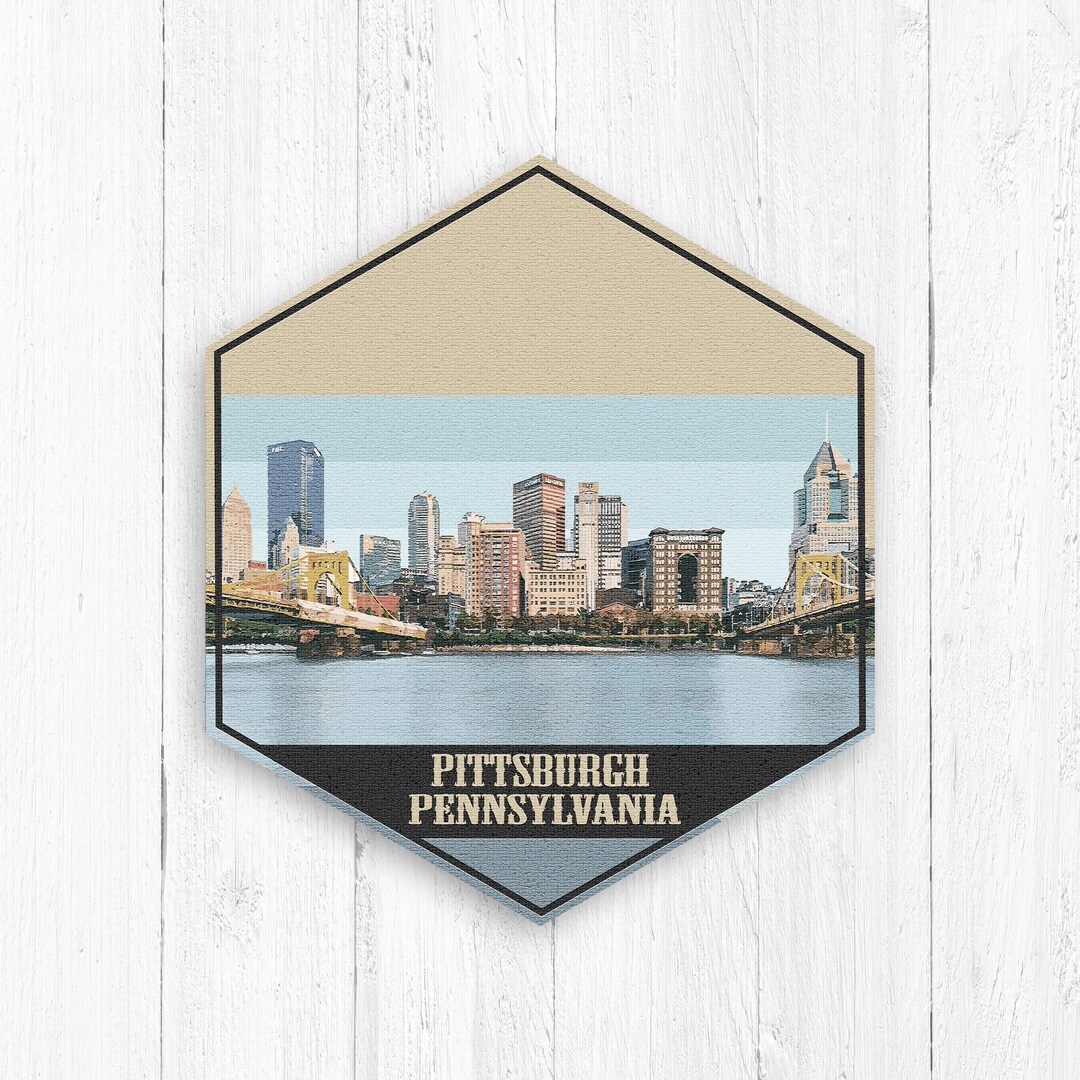 Pittsburgh Pennsylvania Hexagon Illustration by Printed Marketplace - Etsy