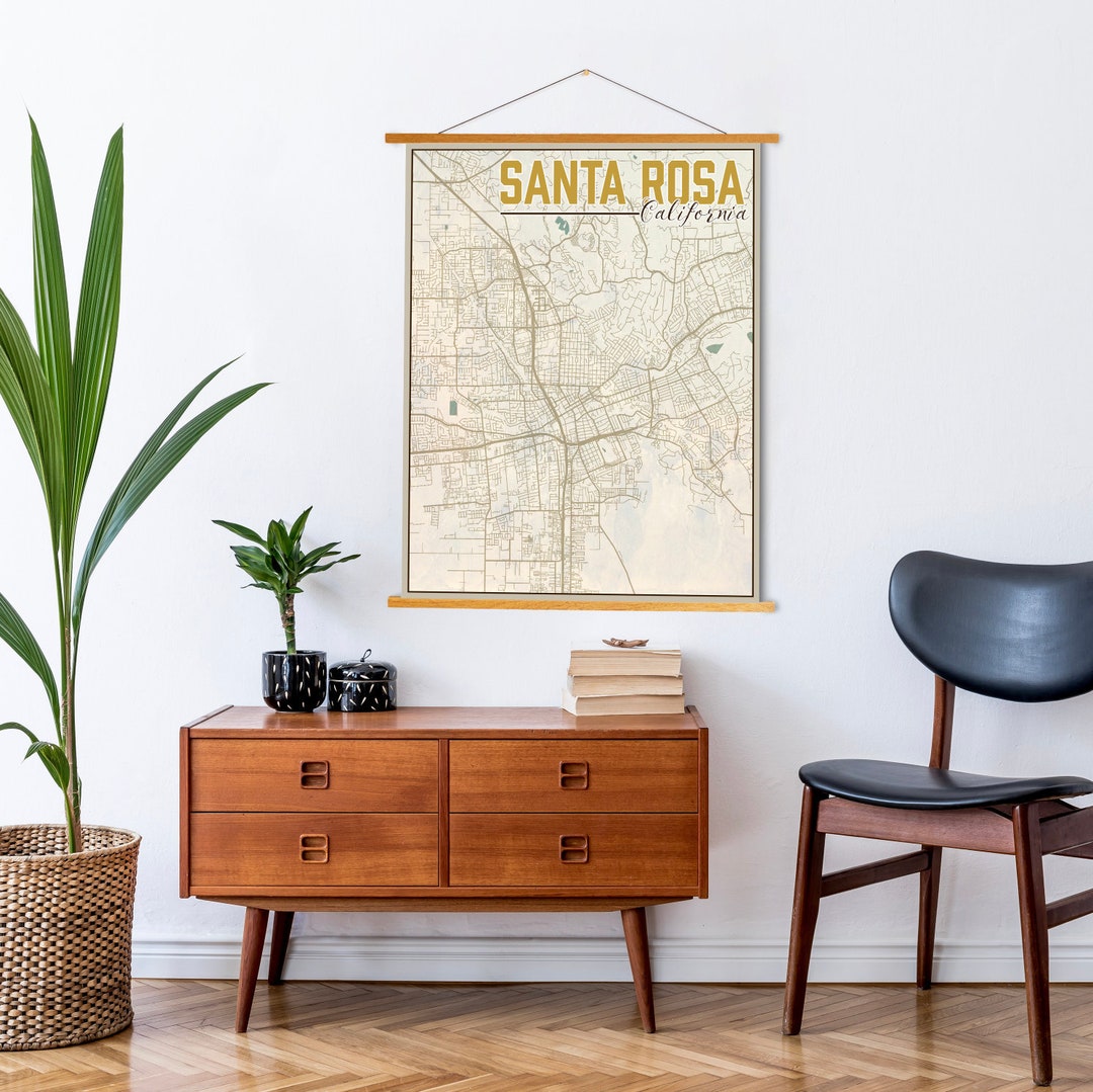 Santa Rosa Street Map Print | Hanging Canvas Map of Santa Rosa ...