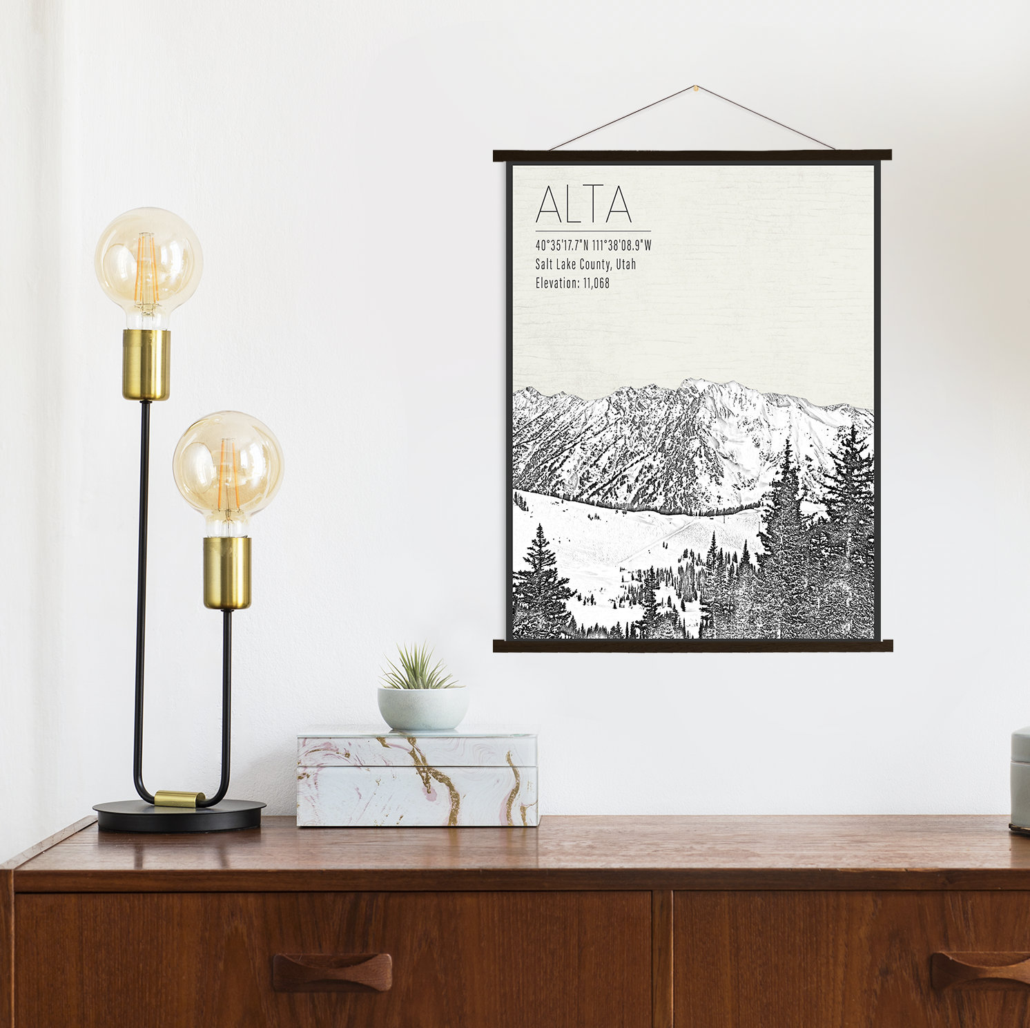 Alta Utah Ski Resort Hanging Canvas Map of Alta Printed | Etsy