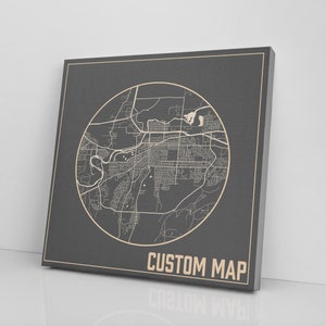 Custom Map, Custom Map Print, Map With Streets, Map of Hometown, Modern ...