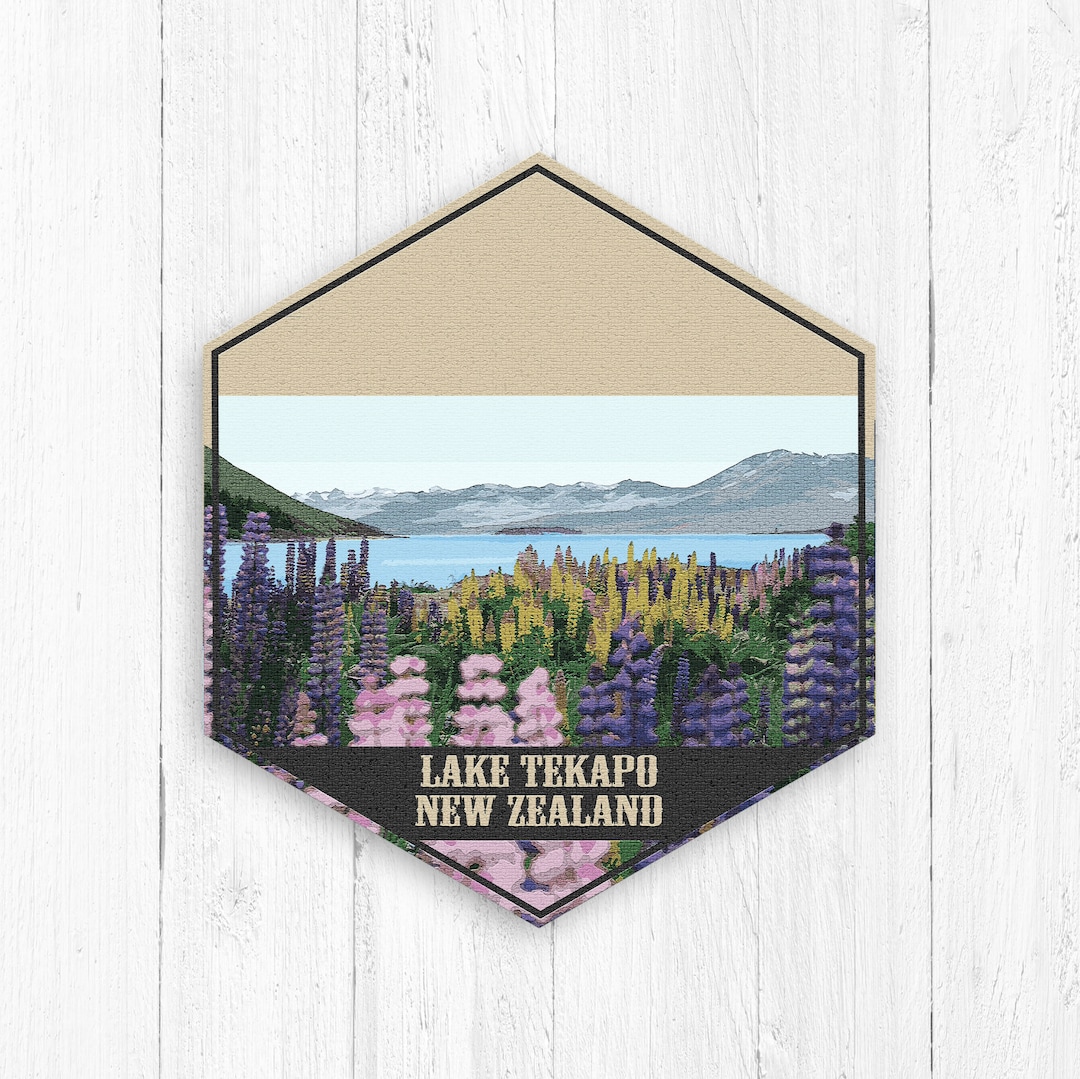 Lake Tekapo New Zealand Hexagon Illustration by Printed Marketplace - Etsy