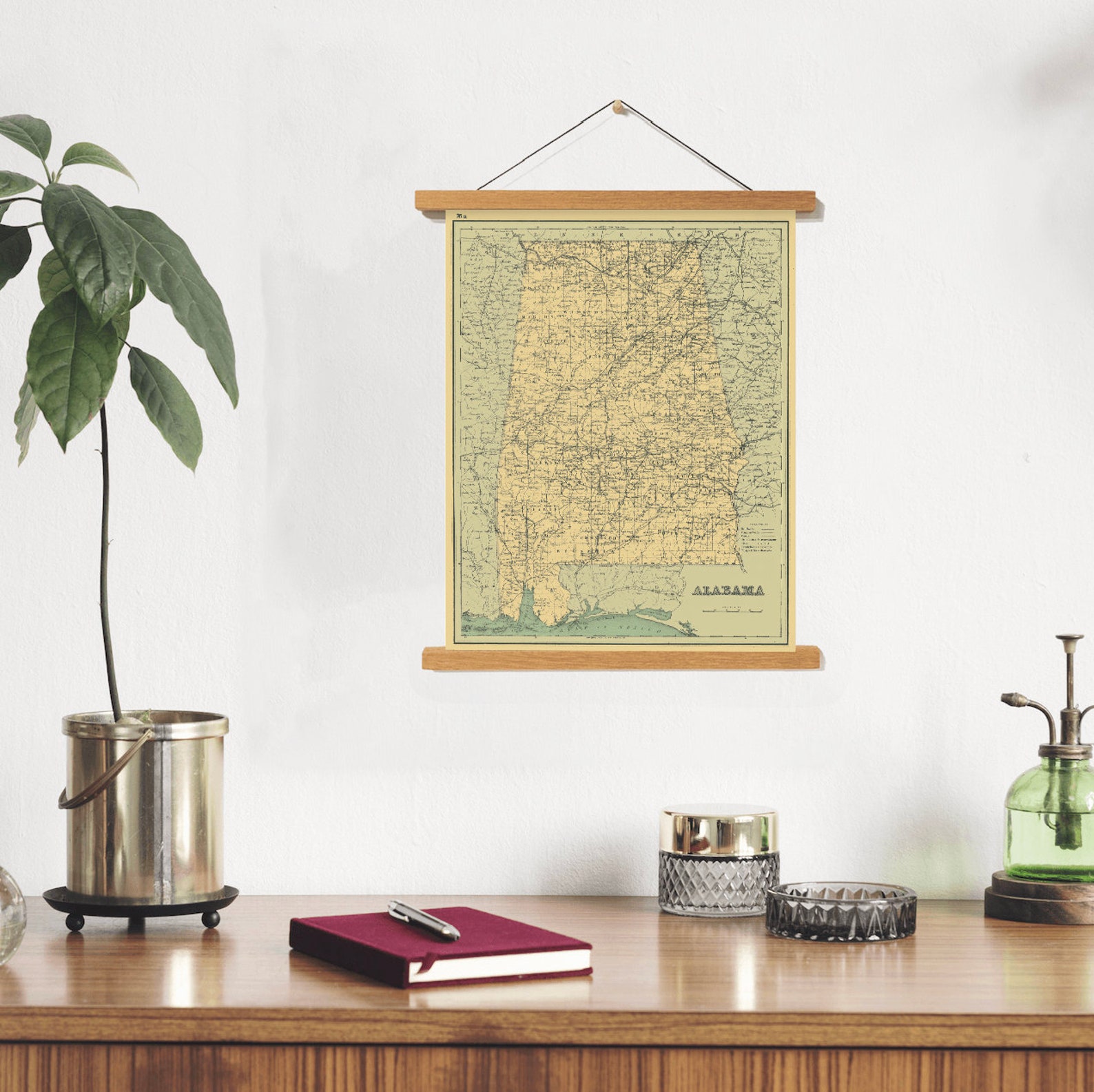 Alabama Antique State Map Print Alabama Canvas Map Art - Etsy