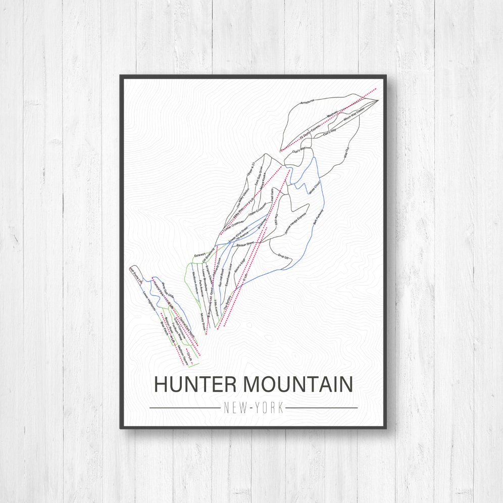Hunter Mountain New York Ski Trail Map Hanging Canvas of - Etsy