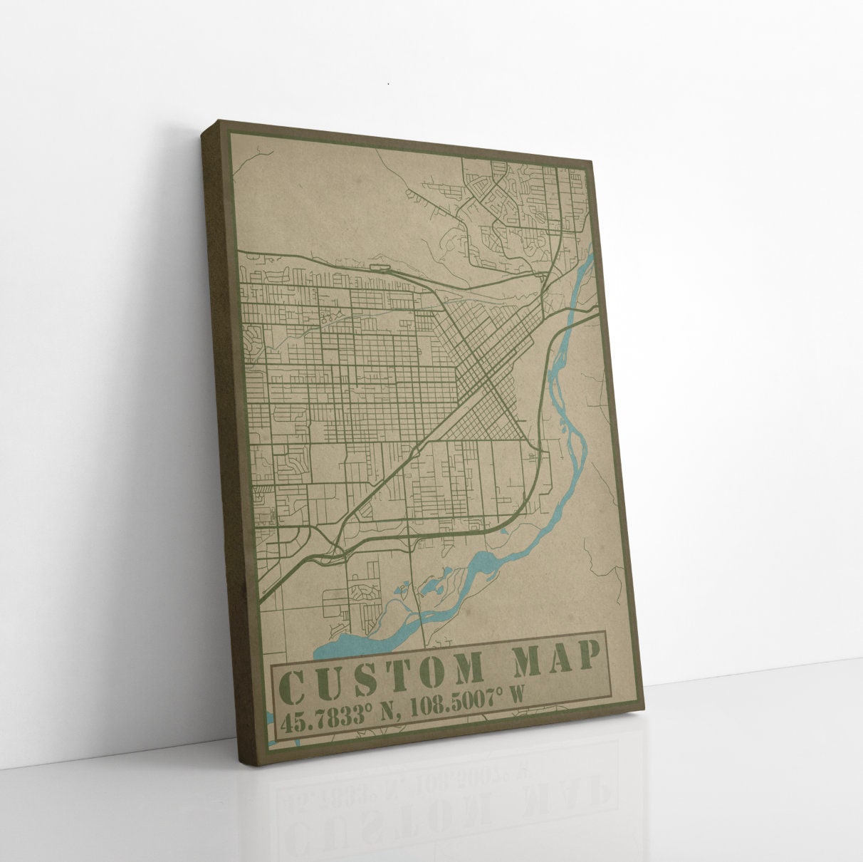 Custom Weathered Green Street Map by Printed Marketplace - Etsy