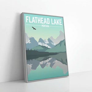 Flathead Lake Montana Modern Illustration Print Flathead Lake Magnetic ...