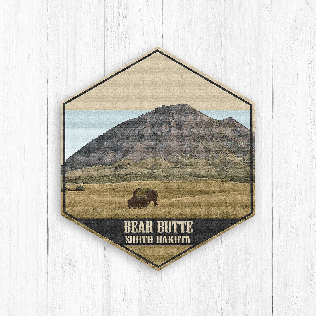 Bear Butte South Dakota Hexagon Illustration by Printed Marketplace - Etsy