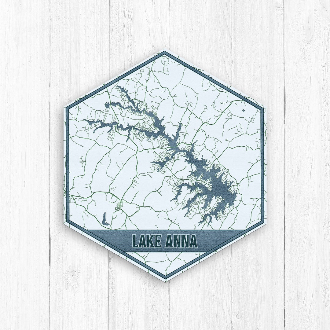 Lake Anna Virginia Print, Lake Anna Virginia Canvas, Blue Lake Map ...