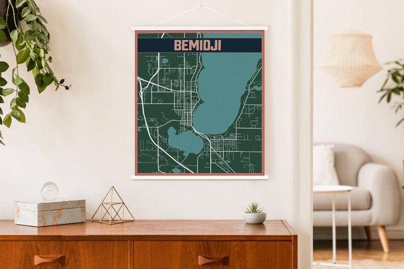 Bemidji Minnesota City Street Map Hanging Canvas Map of - Etsy