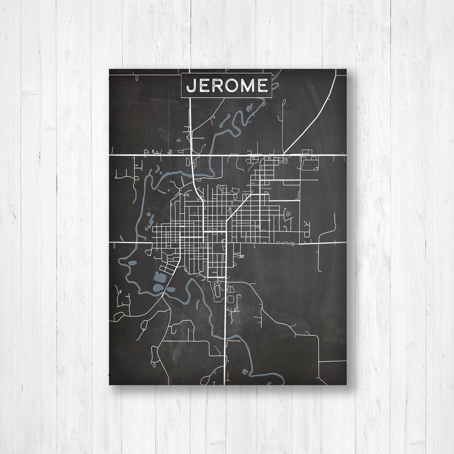 Jerome Idaho Charcoal Street Map Hanging Canvas Map of - Etsy