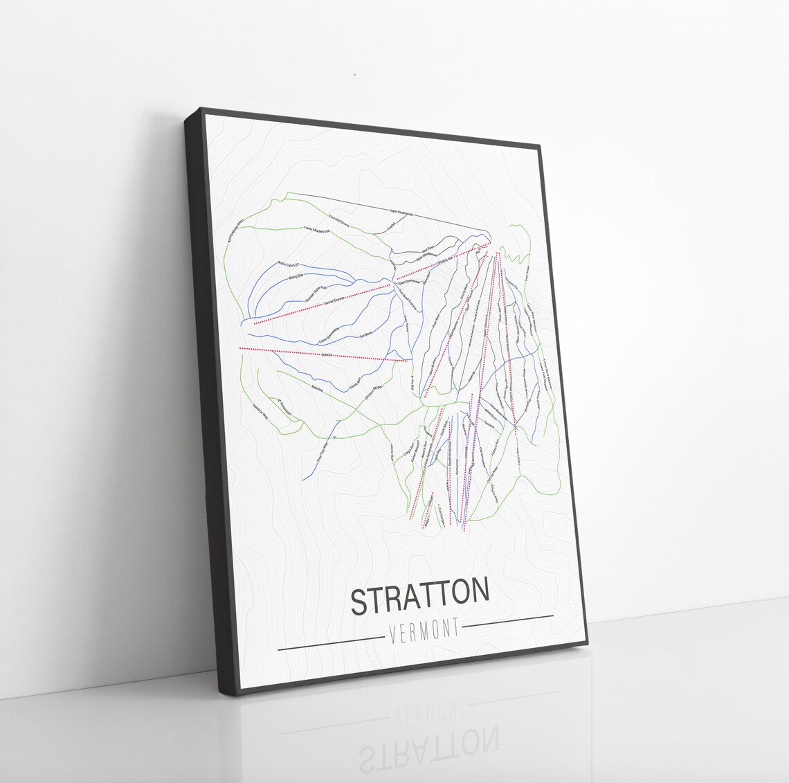 Stratton Vermont Ski Trail Map | Hanging Canvas of Stratton Ski Trail ...
