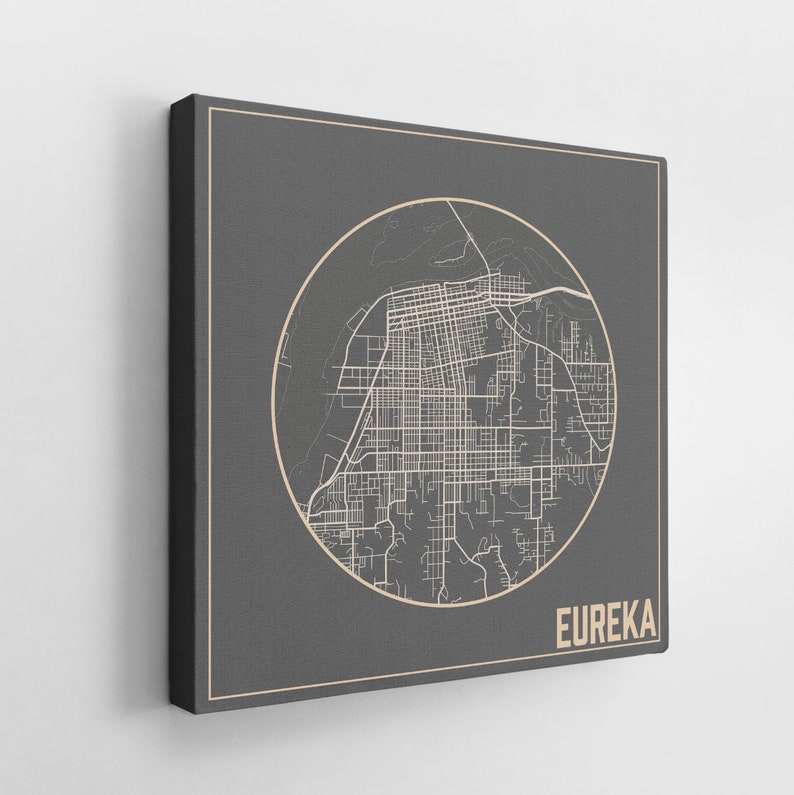 Eureka California Square Street Map Hanging Canvas Map of - Etsy