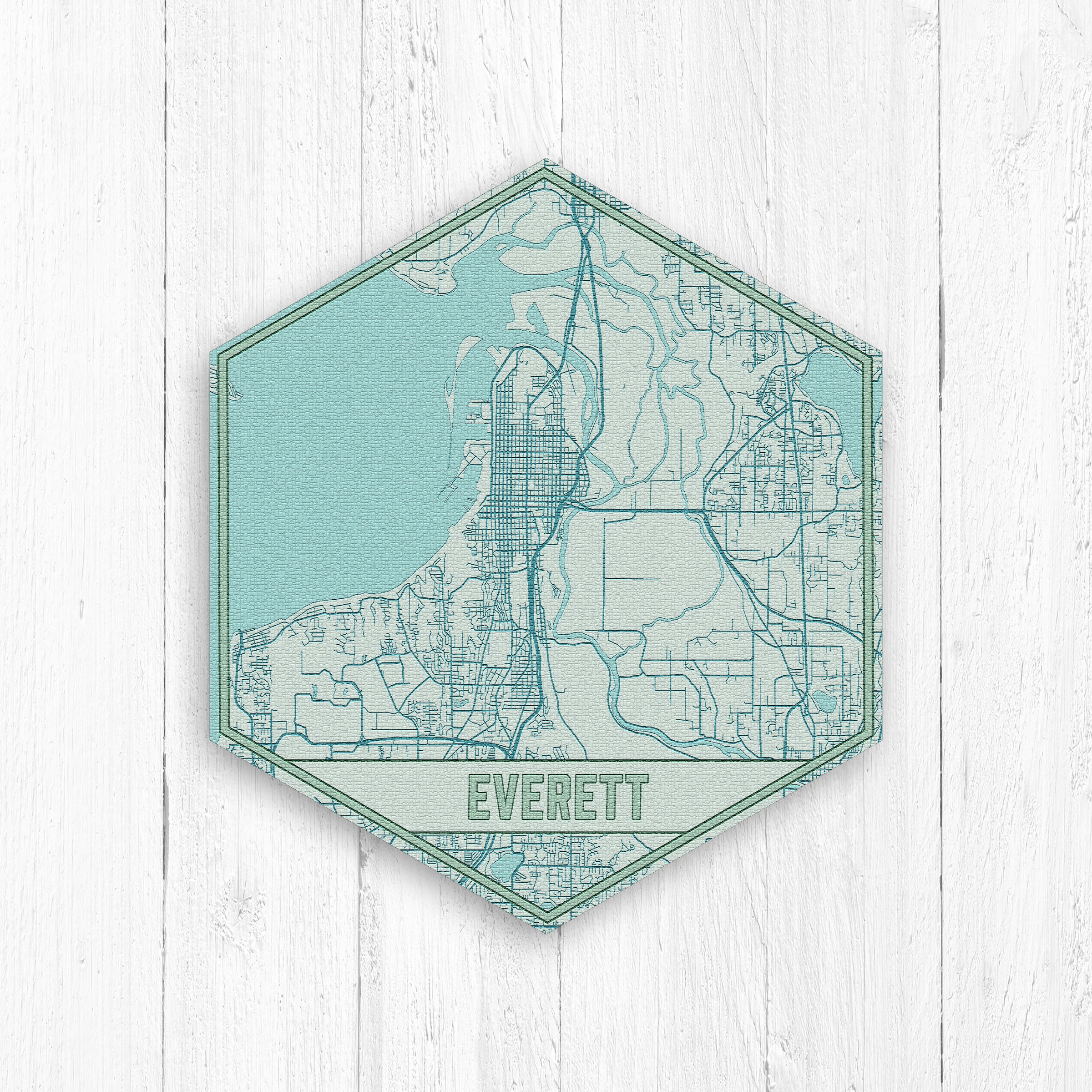 Everett Washington Hexagon Street Map by Printed Marketplace | Etsy