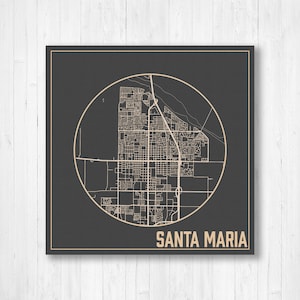 Santa Maria California Square Street Map | Hanging Canvas Map of Santa ...