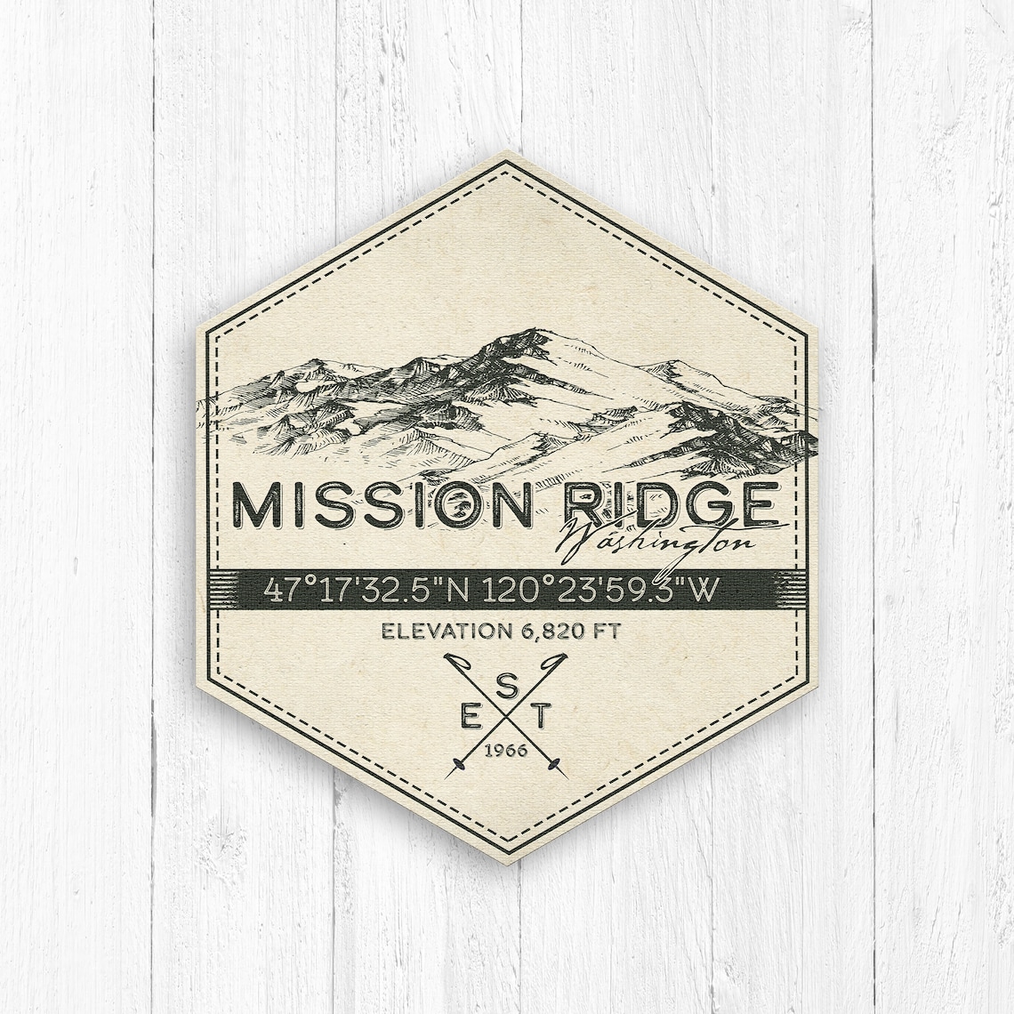 Mission Ridge Ski Resort Hexagon Badge by Printed Marketplace - Etsy