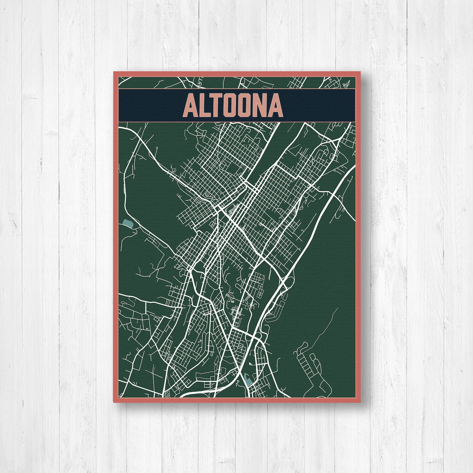 Altoona Pennsylvania City Street Map Hanging Canvas Map of - Etsy