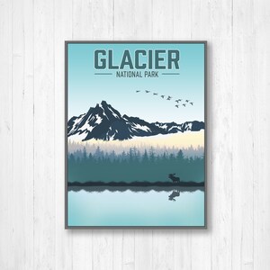 Glacier National Park Montana Modern Illustration Print | Glacier ...