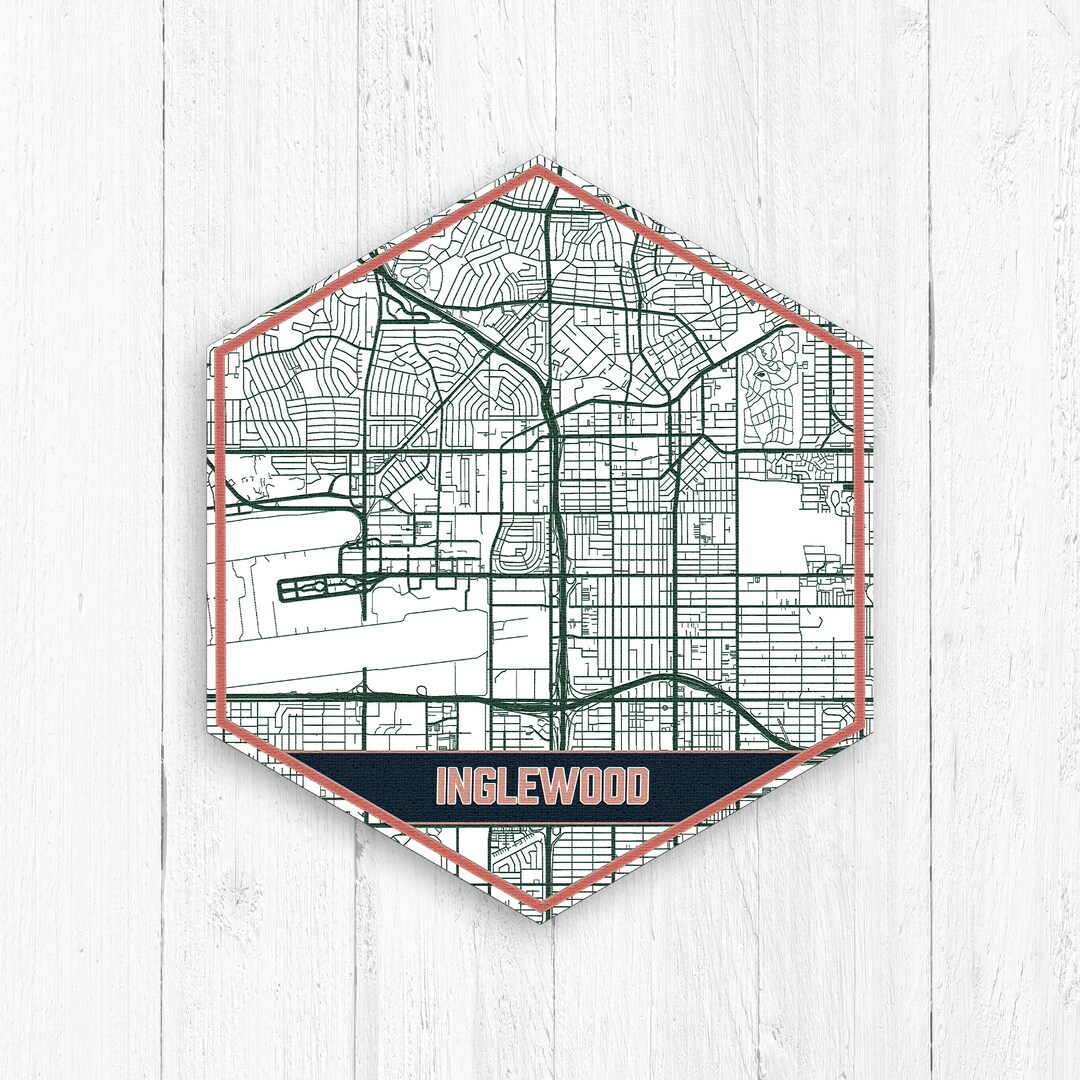 Inglewood California Map, Hexagon Map, Hexagon Canvas, Travel ...