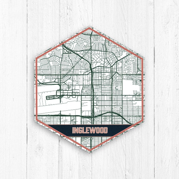 Inglewood California Map Hexagon Map Hexagon Canvas Travel | Etsy