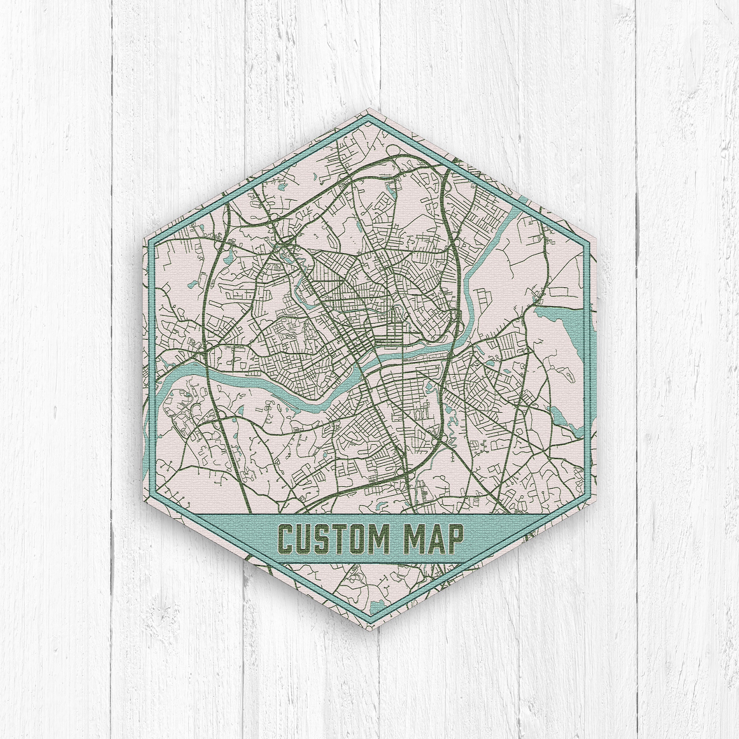 Custom Hexagon Street Map by Printed Marketplace - Etsy