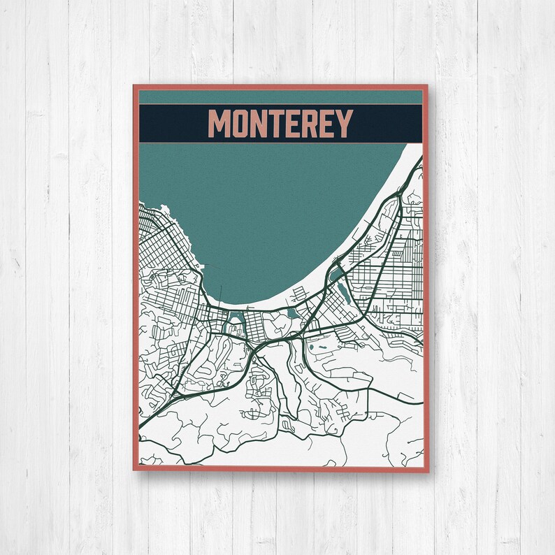 Monterey California Street Map Hanging Canvas Map of - Etsy