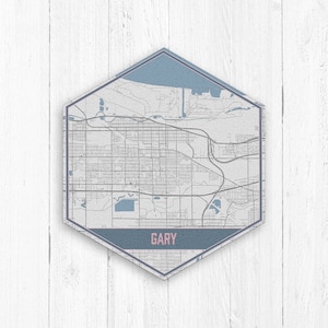 Gary Indiana Street Map, Gary Indiana Hexagon, Gray and Blue Street Map ...