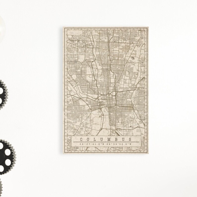 Columbus Ohio Street Map Print Columbus Hanging Canvas - Etsy