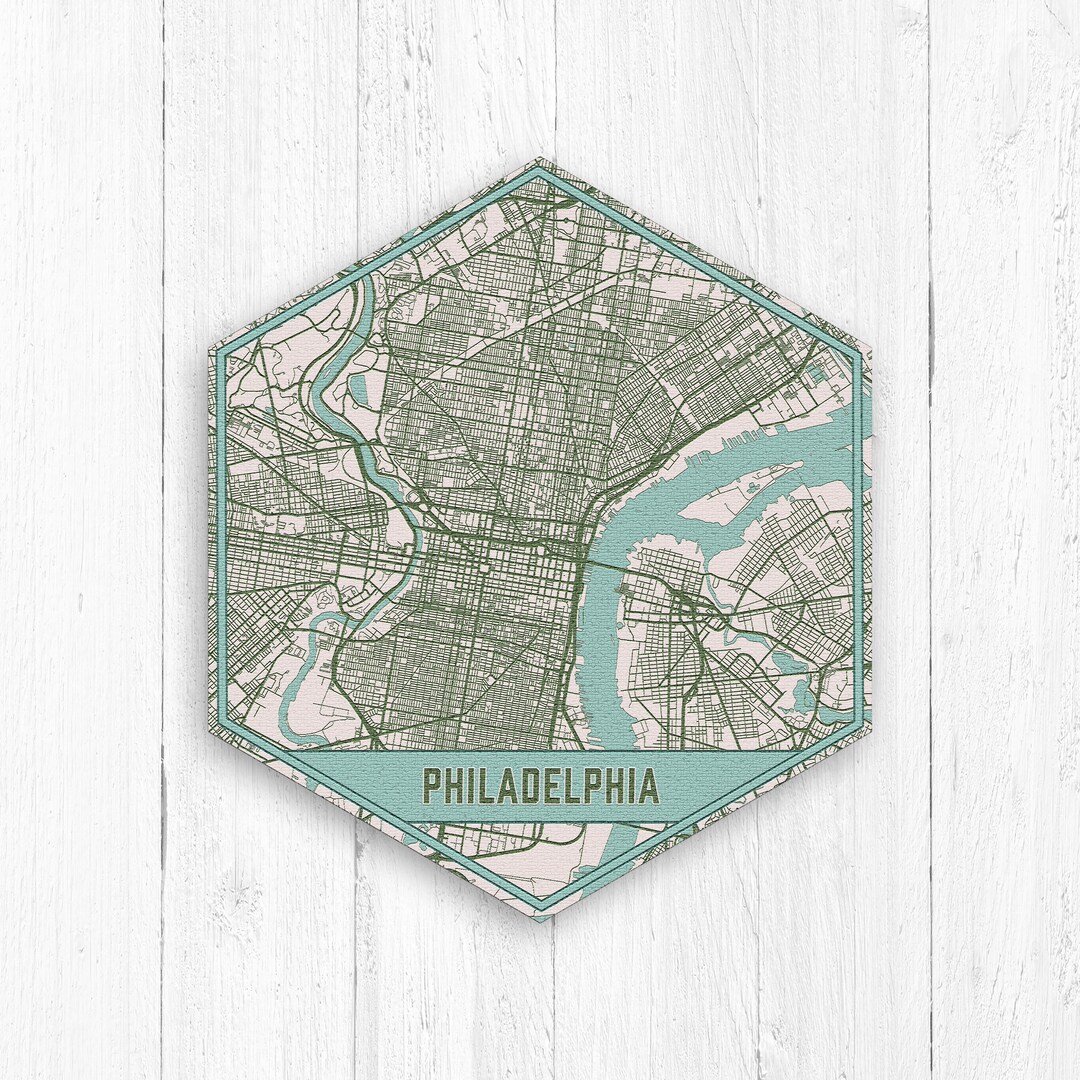 Philadelphia Pennsylvania Hexagon City Street Map Print by Printed ...