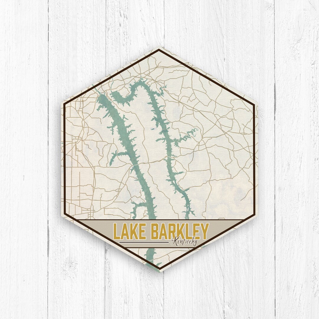 Lake Barkley Kentucky Hexagon Canvas, Lake Barkley Map, Hexagon Map ...