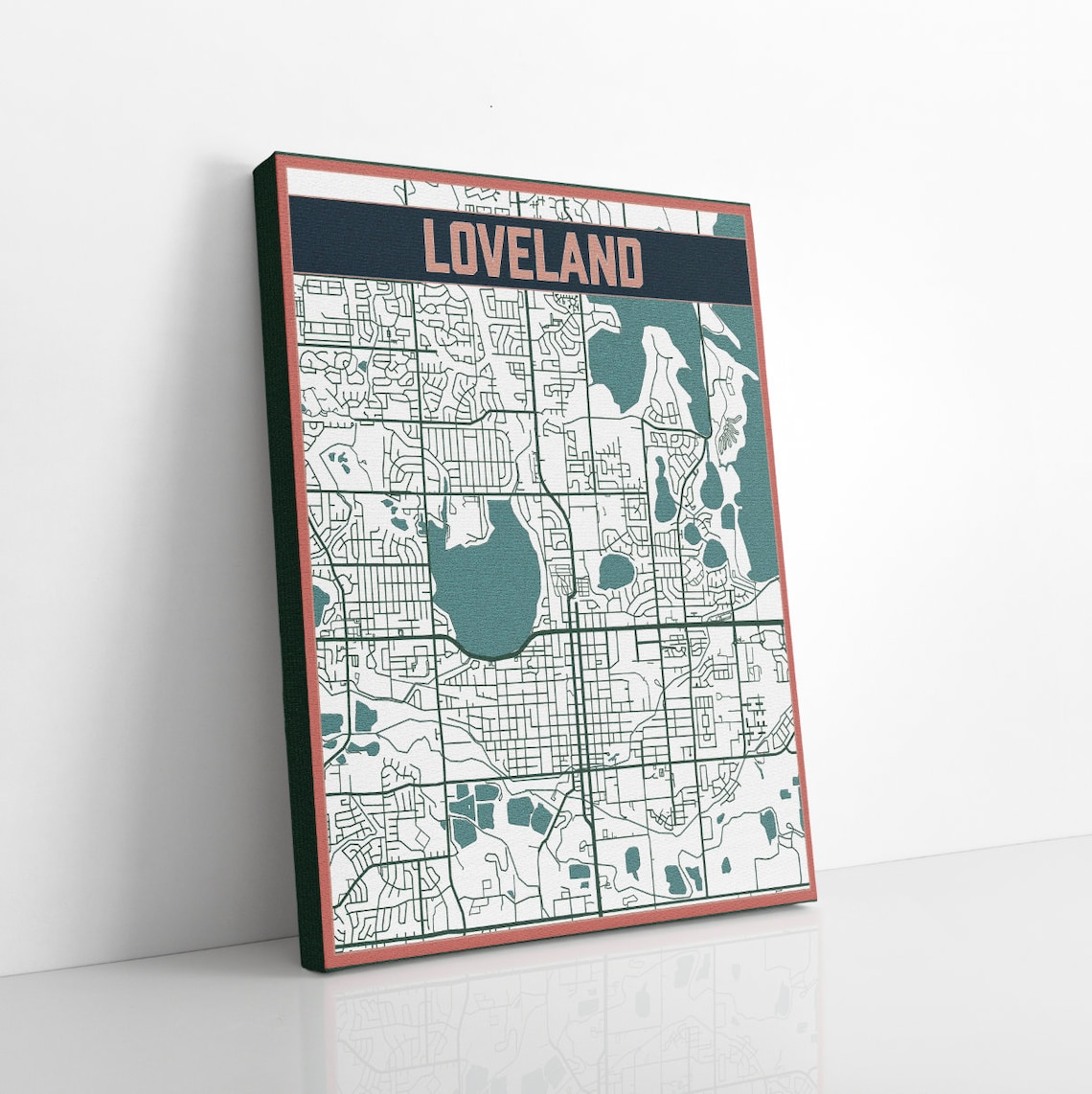 Loveland Colorado City Street Map Hanging Canvas Map of - Etsy