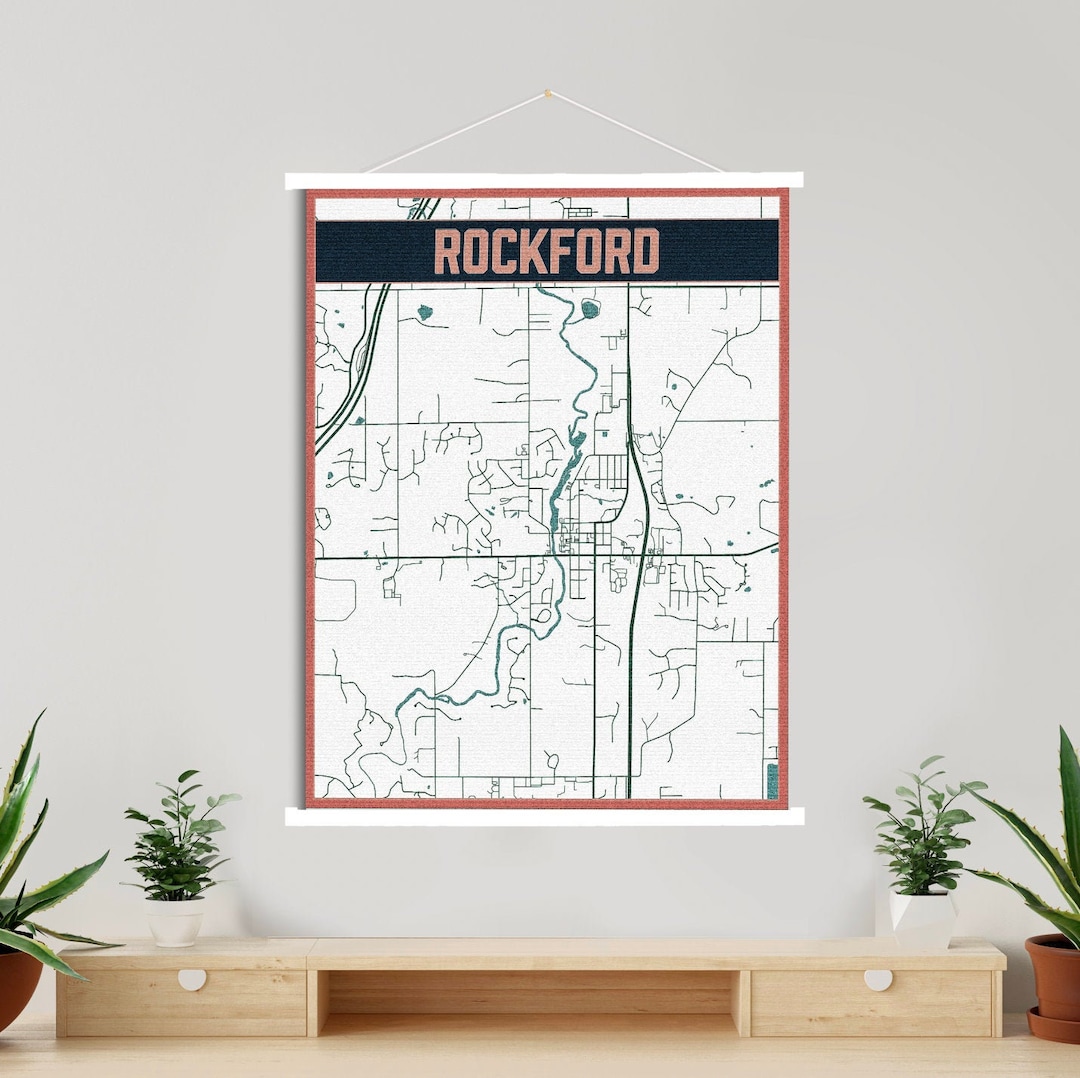 Rockford Michigan Street Map | Hanging Canvas Map of Rockford | Printed ...