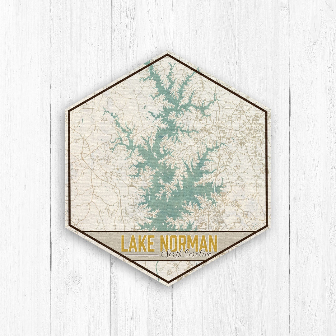 Lake Norman Hexagon Map, Lake Norman Map, Lake House Decor, Travel ...