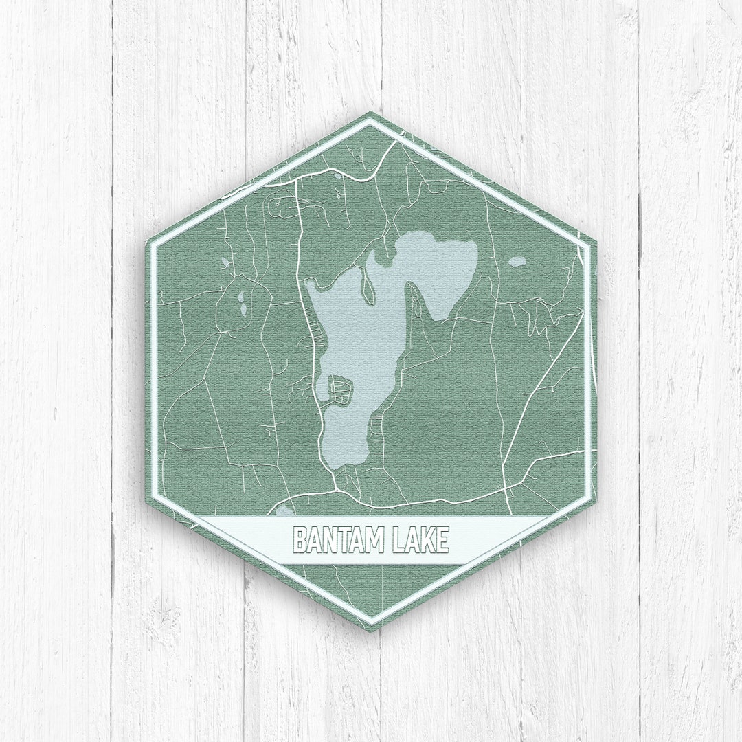 Bantam Lake Connecticut Hexagon Map Print by Printed Marketplace - Etsy