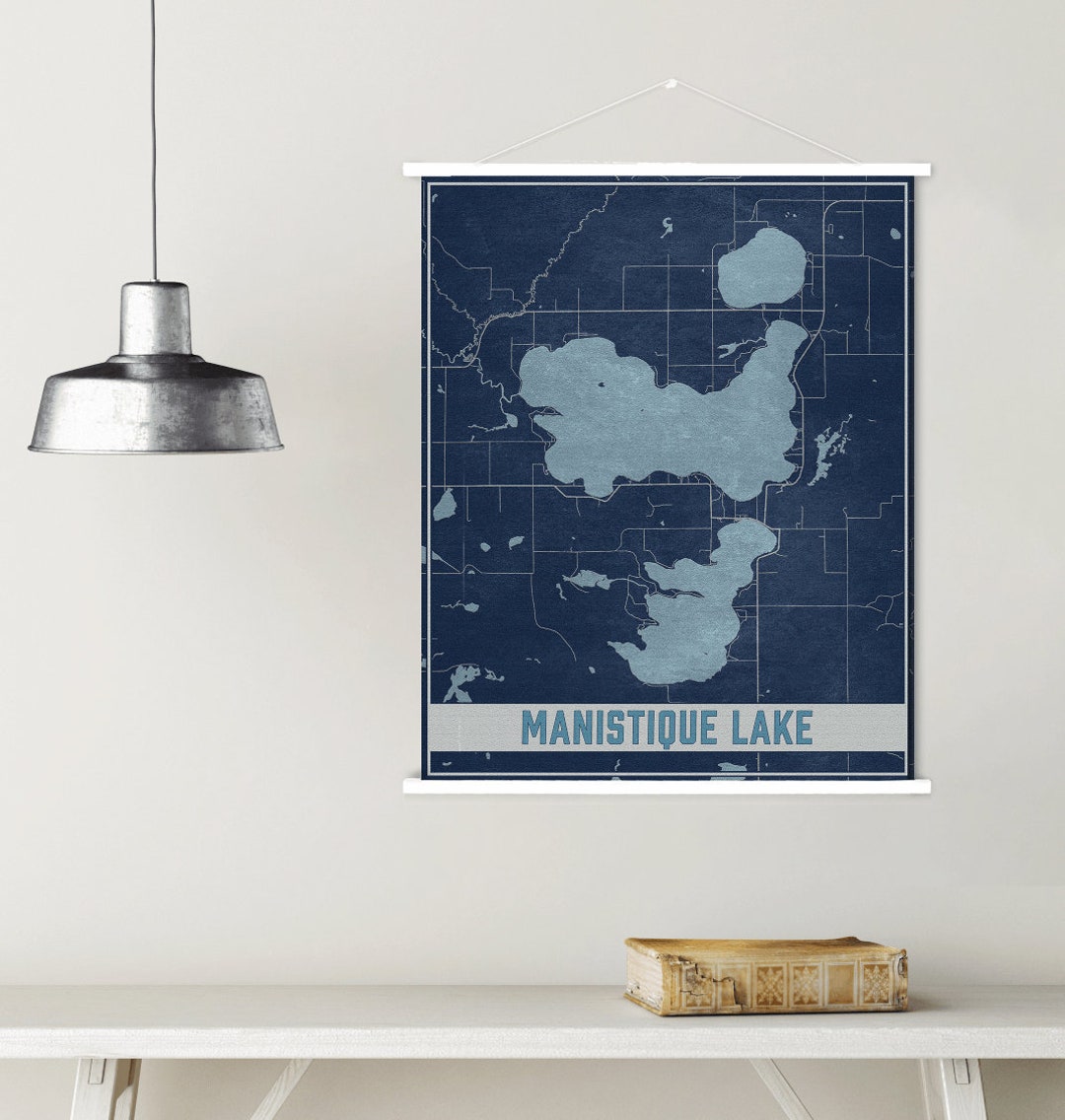 Manistique Lake Michigan Map Print | Manistique Lake Magnetic Poster ...